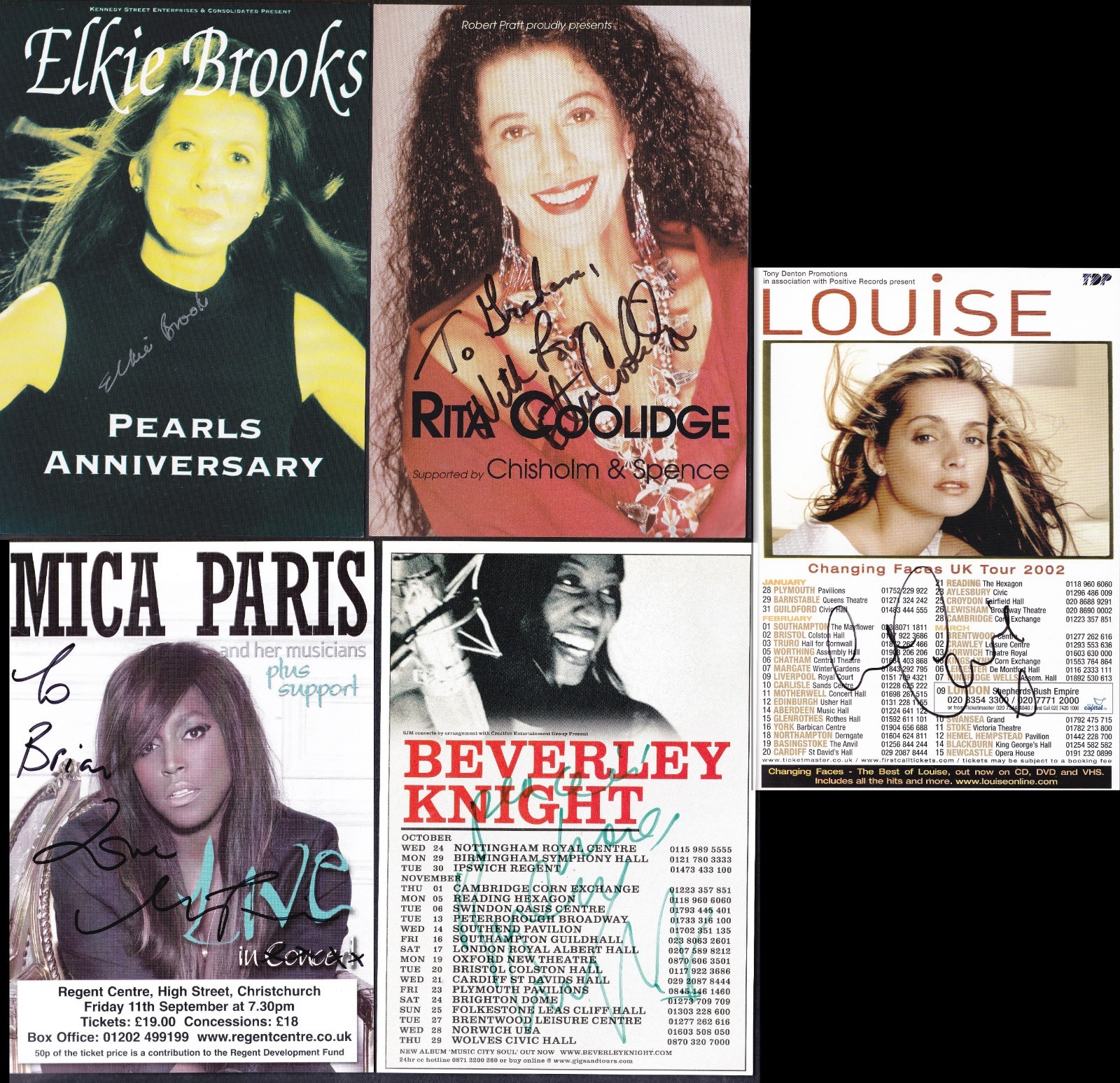 RITA COOLIDGE,ELKIE BROOKS,MICA PARIS,BEVERLEY KNIGHT ,LOUISE.SIGNED ...