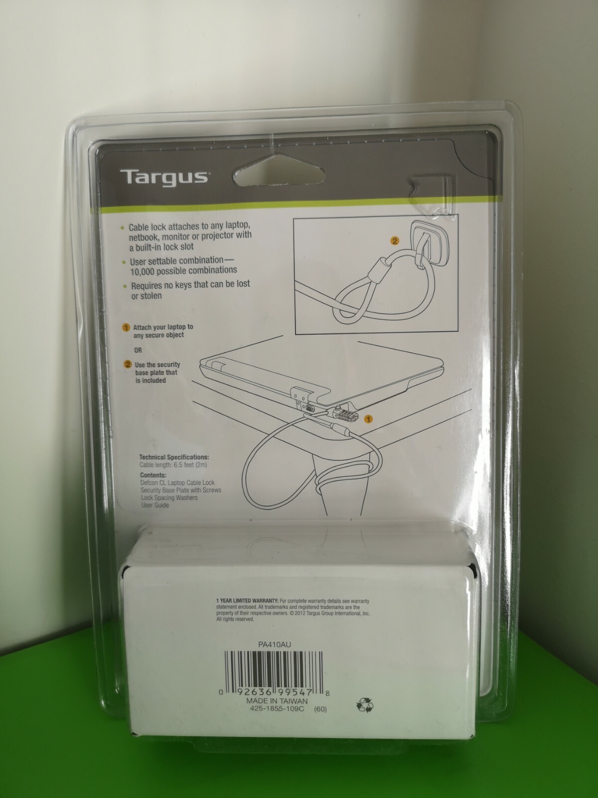 Targus Defcon CL Cable (Combination) Lock suits Laptop, LCD, Projector ...