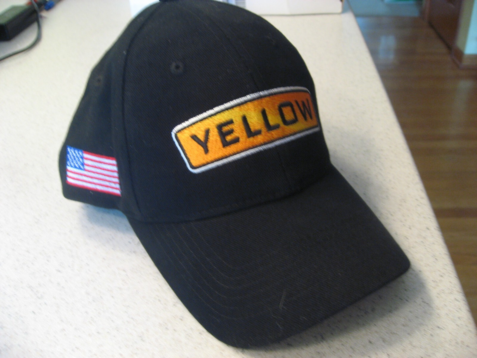 Vtg YELLOW Curved Brim Hook & Loop Closure Adjustable Trucker Hat ...