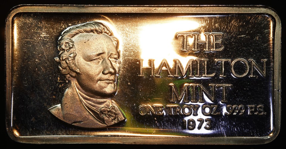 1973 Thanksgiving Hamilton Mint Pheasant Hunt 1oz 999 FINE Silver bar ...