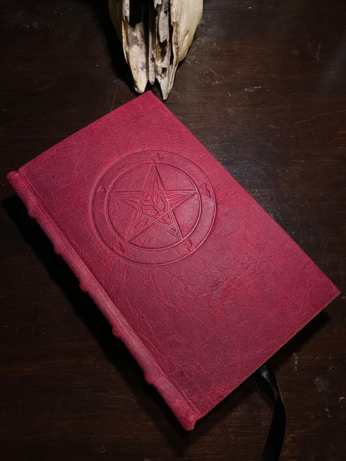 Leather Bound Hardcover "The Satanic Bible" by Anton LaVey Black Magic ...