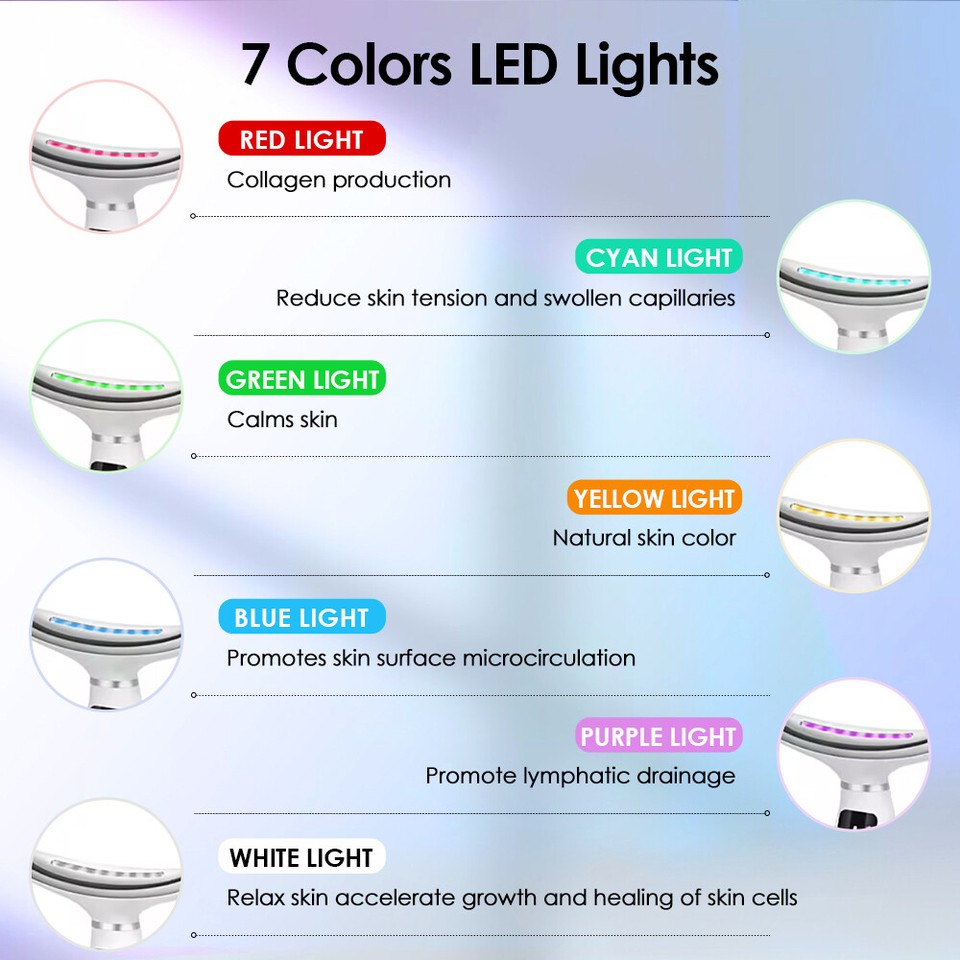 7 Colors LED Light Therapy Anti Aging Facial Massager Neck Lifting ...