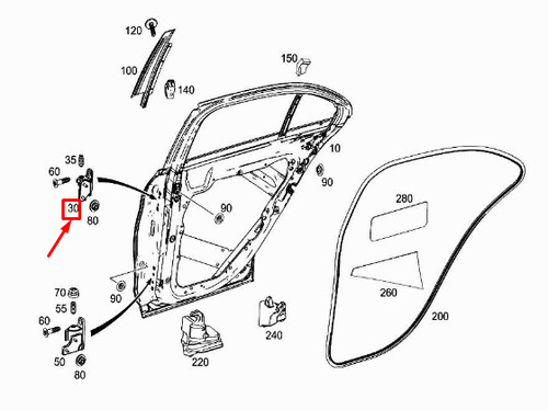 MERCEDES-BENZ C W205 REAR LEFT UPPER DOOR HINGE A2057306301 ORIGINAL NO ...