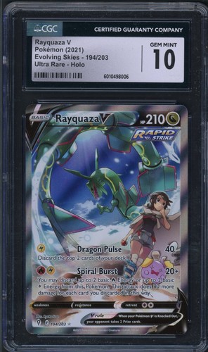 Pokemon CGC 10 Gem Mint Evolving Skies Alt Art Rayquaza V 194/203 | eBay