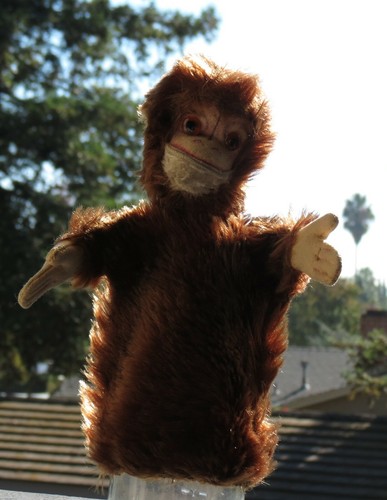 Rare 1930s Monkey Hand Puppet with Brown Butter Glass Eyes *VG* -No Tag ...