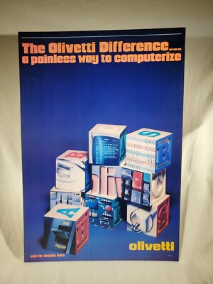 c1980s Original Vintage Poster Olivetti Computers Framed | eBay