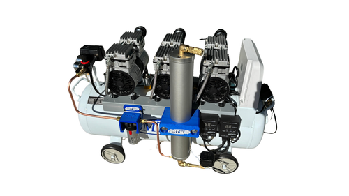 3HP OIL-LESS Dental Air Compressor w/ auto dryer & auto tank drain 110 ...