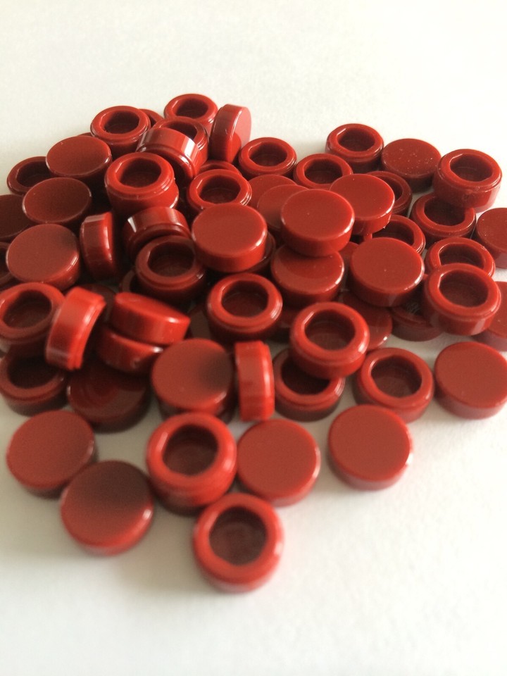 Lego New Lot Od 25 Dark Red 1x1 Round Smooth Finishing Tile Floor Roof ...