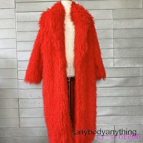 Women's Stage Coats Full Length Long Party Sleeve Faux Wool Fur Classic ...