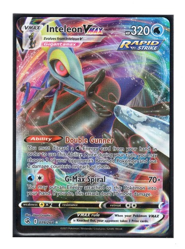 Inteleon VMAX 079/264 Full Art Rare NM Holo Pokemon Card Fusion Strike ...