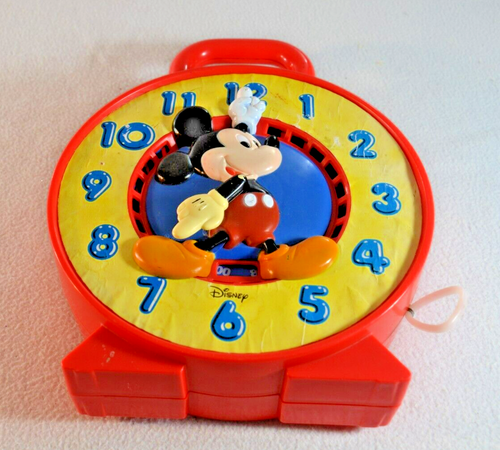 Mickey Mouse Disney Mattel Chatter Clock WIth Pull String Works | eBay
