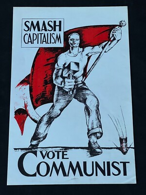 Original Super Old Vintage Smash Capitalism Vote Communist Poster ...