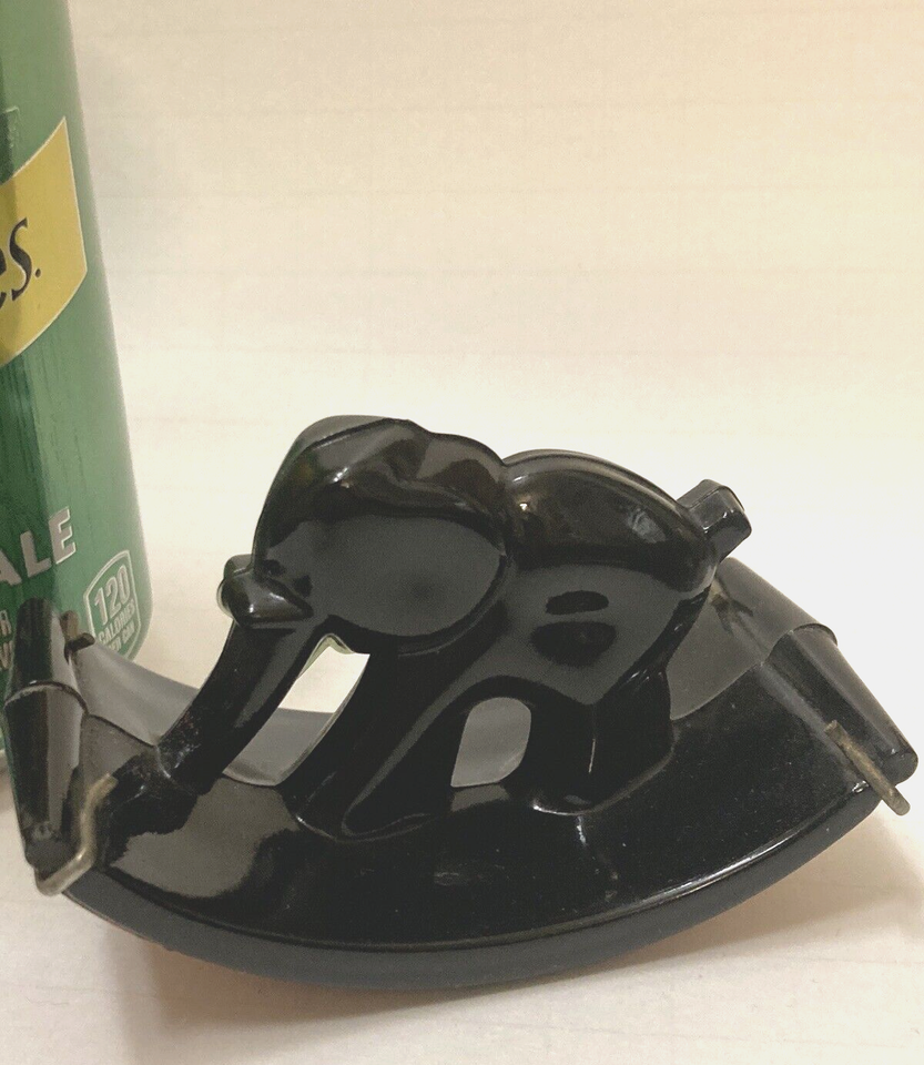 RARE Art Deco Black Glass Elephant Ink Blotter - Original Paper & Clips ...