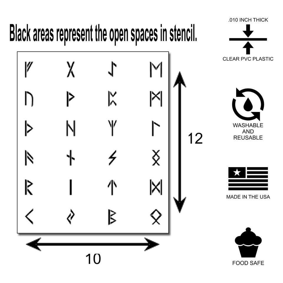 24 (1 inch) Wiccan Rune Symbols/Alphabet STENCIL Template Divination ...