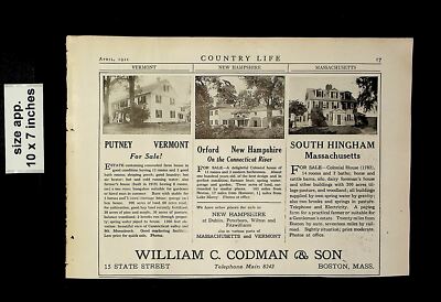 1921 William C Codman NH MA VT Real Estate Vintage Print Ad 14101 | eBay