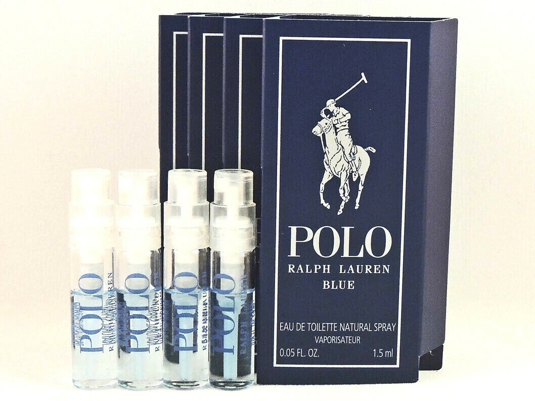RALPH LAUREN POLO BLUE EDT 1.5ml .05fl oz x 4 COLOGNE SPRAY SAMPLE ...