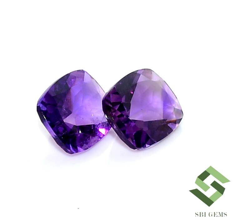 Certified Natural Amethyst Cushion Cut Pair 11x9 mm 7.04 Cts Loose ...