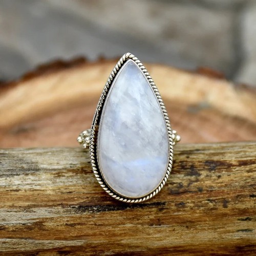 Natural Solid 925 Sterling Silver Moonstone Handmade Ring Gift For Her ...