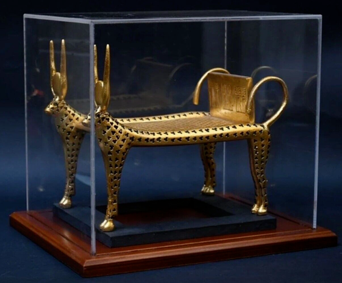 A RARE ANTIQUE MASTERPIECE ANCIENT PHARAONIC GOLDEN THRONE CHAIR OF ...