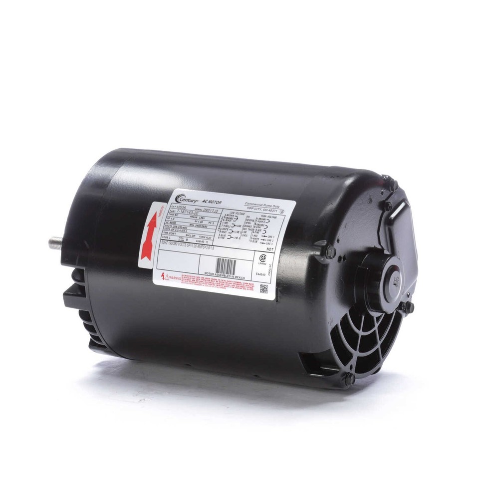 Century H506 Electric Motor 1 HP 3450 Rpm 3PH 208-230/460 Volt 56J ...