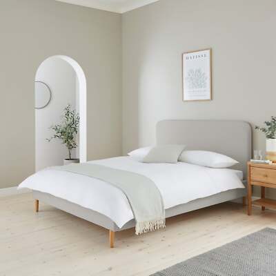 Dusk Ascot Natural Linen Look Fabric King Size Bed RRP £259 | eBay UK