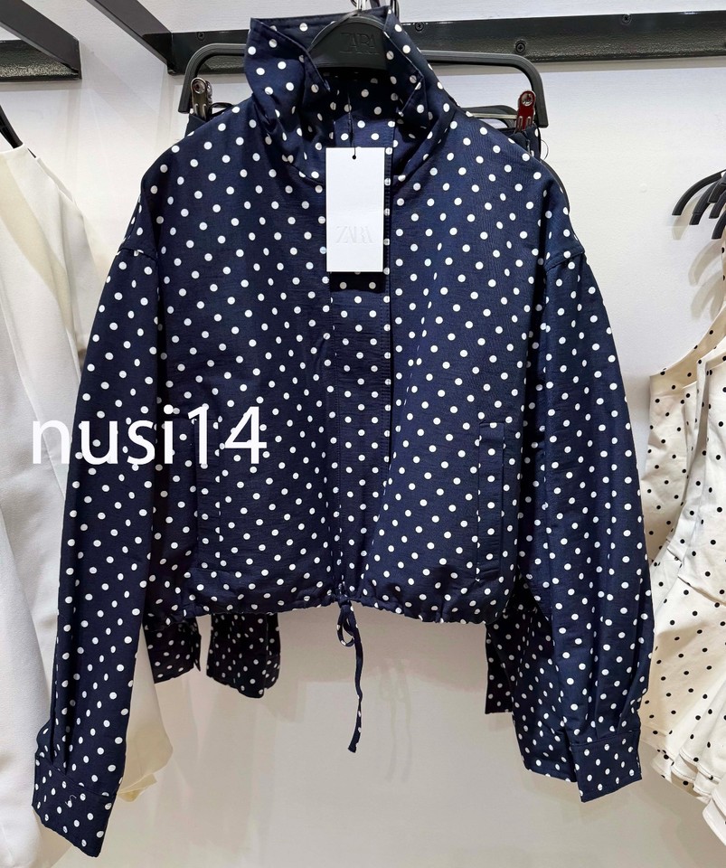 ZARA NEW WOMAN PUFFED POLKA DOT JACKET BLUE WHITE XS-XXL 5247/713/044 ...