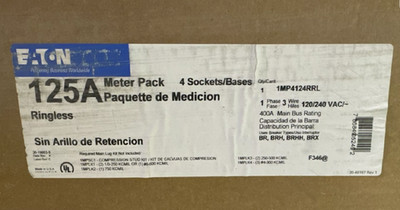 Eaton 1MP4124RRL 1PH 4-Gang 125A Socket 400A Bus Ringless Metering ...