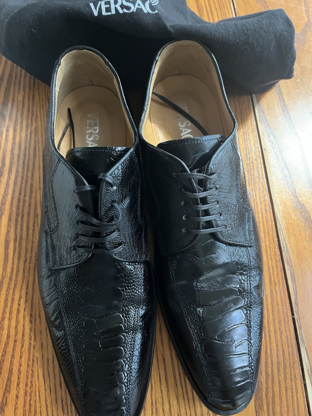 Versace Genuine Lizard Skin Mens Dress Shoes $550 Value! Size 42 US 9 ...