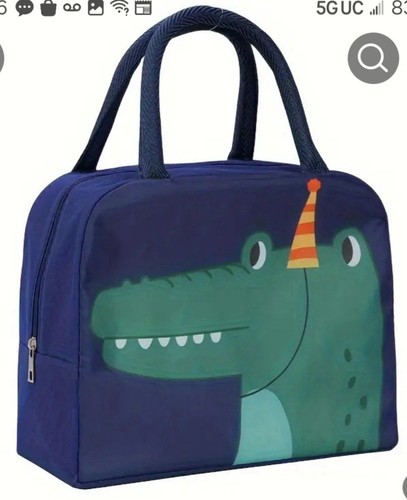Kids Cartoon PARTY GATOR Insulated Lunch SnackBag Tote School Travel ...