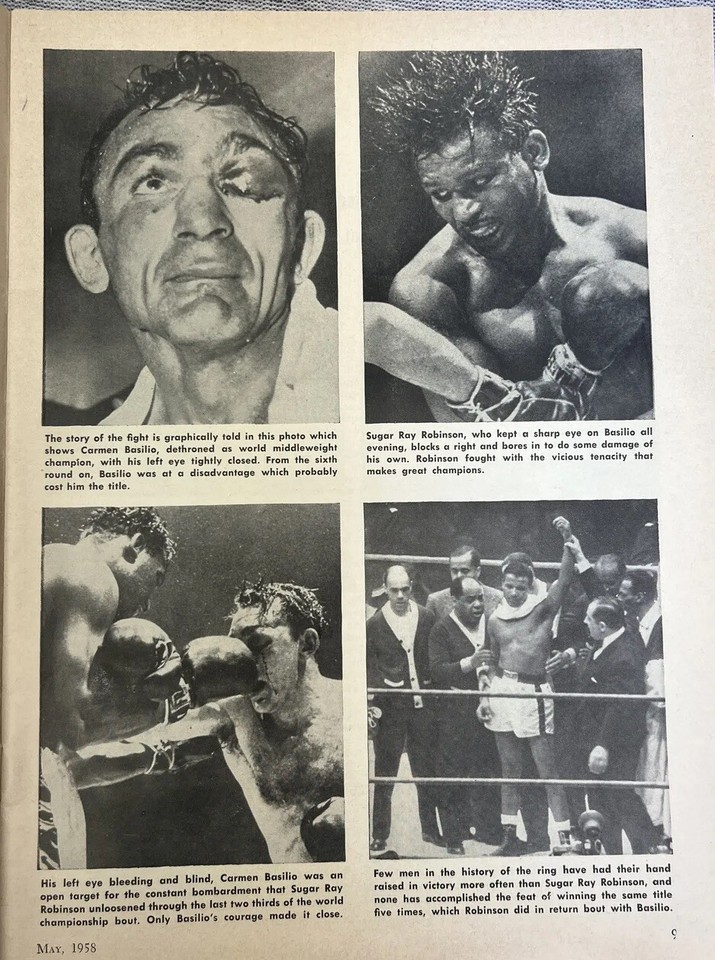 Vintage THE RING MAY 1958 Ray Robinson Carmen Basilio Boxing Magazine ...