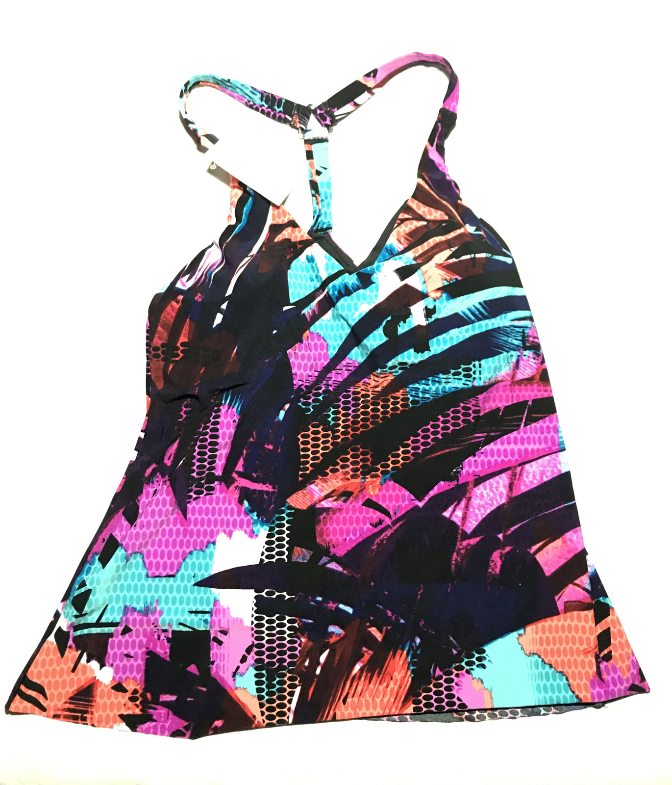 AQUA GREEN MULTCOLOR TANKINI SWIMWEAR TOP RACERBACK Women’s Size Small ...