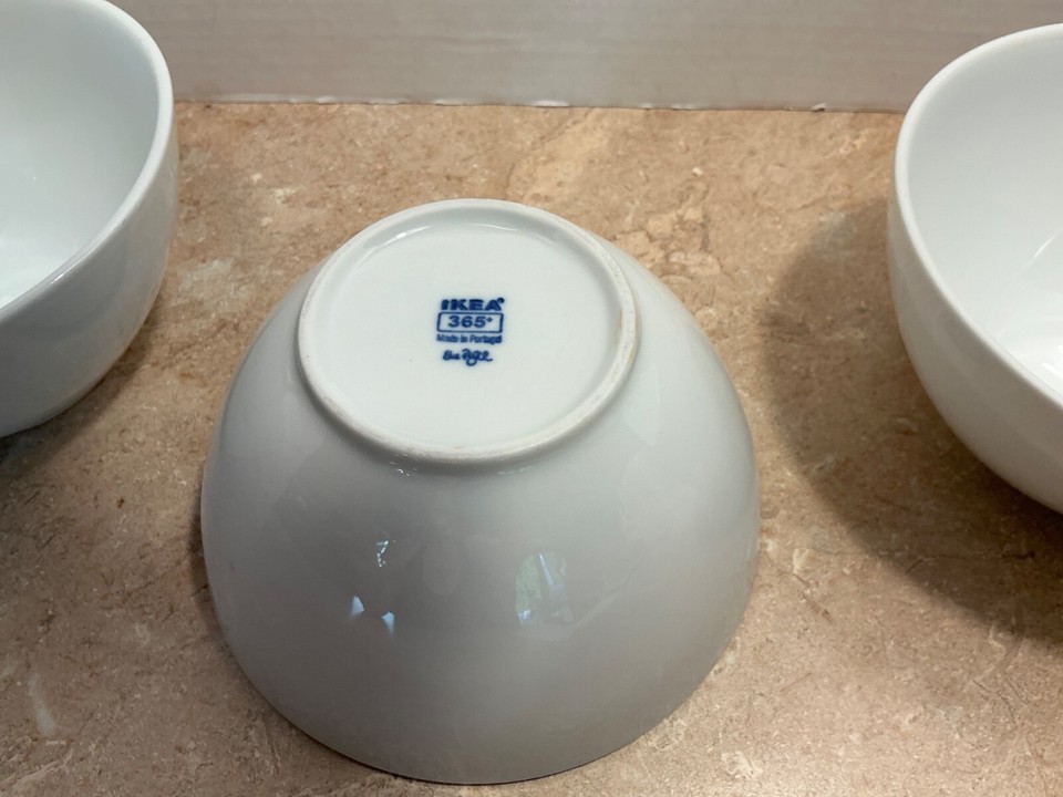 IKEA 365 Set Of 3 Large White Soup or Cereal Bowl Stoneware Great ...