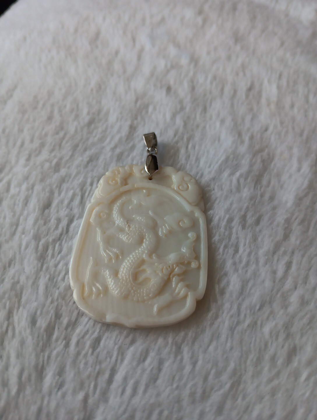 Vintage Dragon Serpent Mother Of Pearl Carved Pendant… - Gem