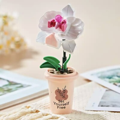 Potted Flower Building Blocks Kit Artificial Bouquet Kids Flower Craft ...