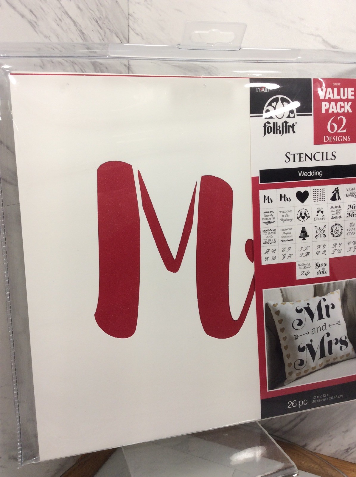 New Plaid FolkArt Stencils Wedding Monogram Value Pack 26 Letters 62 ...