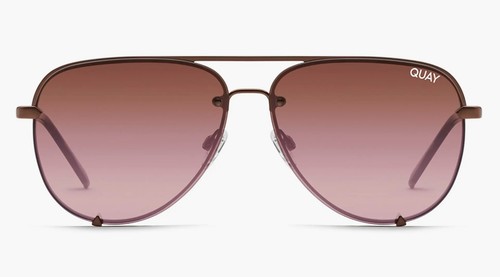 QUAY High Key Rimless 55mm Aviator Sunglasses BRONZE / BROWN PINK | eBay