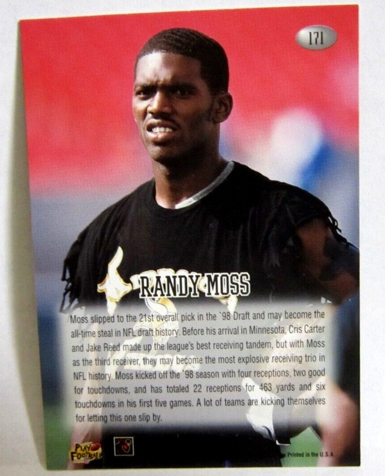 Randy Moss RC 1998 Playoff Momentum ROOKIE Card#171!Vikings WR RC GOAT ...