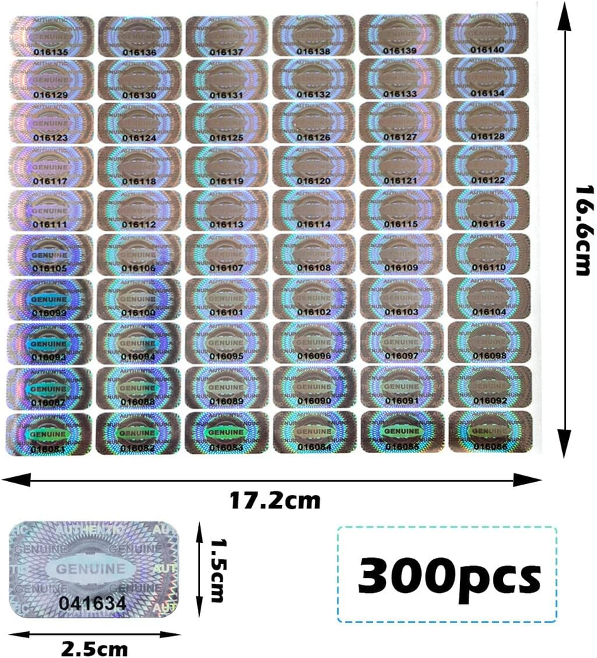 300Pcs Tamper Proof Silver Stickers Decals Waterproof Labels With ...