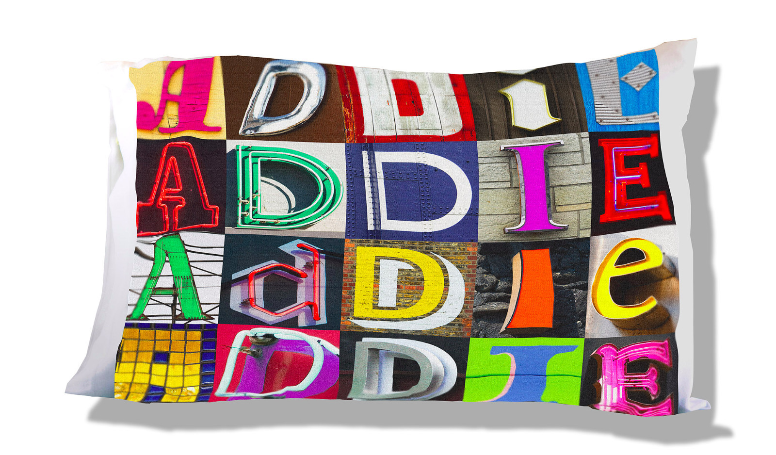ADDIE Personalized Pillowcase featuring photos of actual sign letters ...