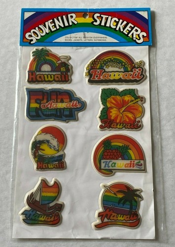 Vintage Hawaii Puffy Stickers Souvenir Rainbow Colored | eBay