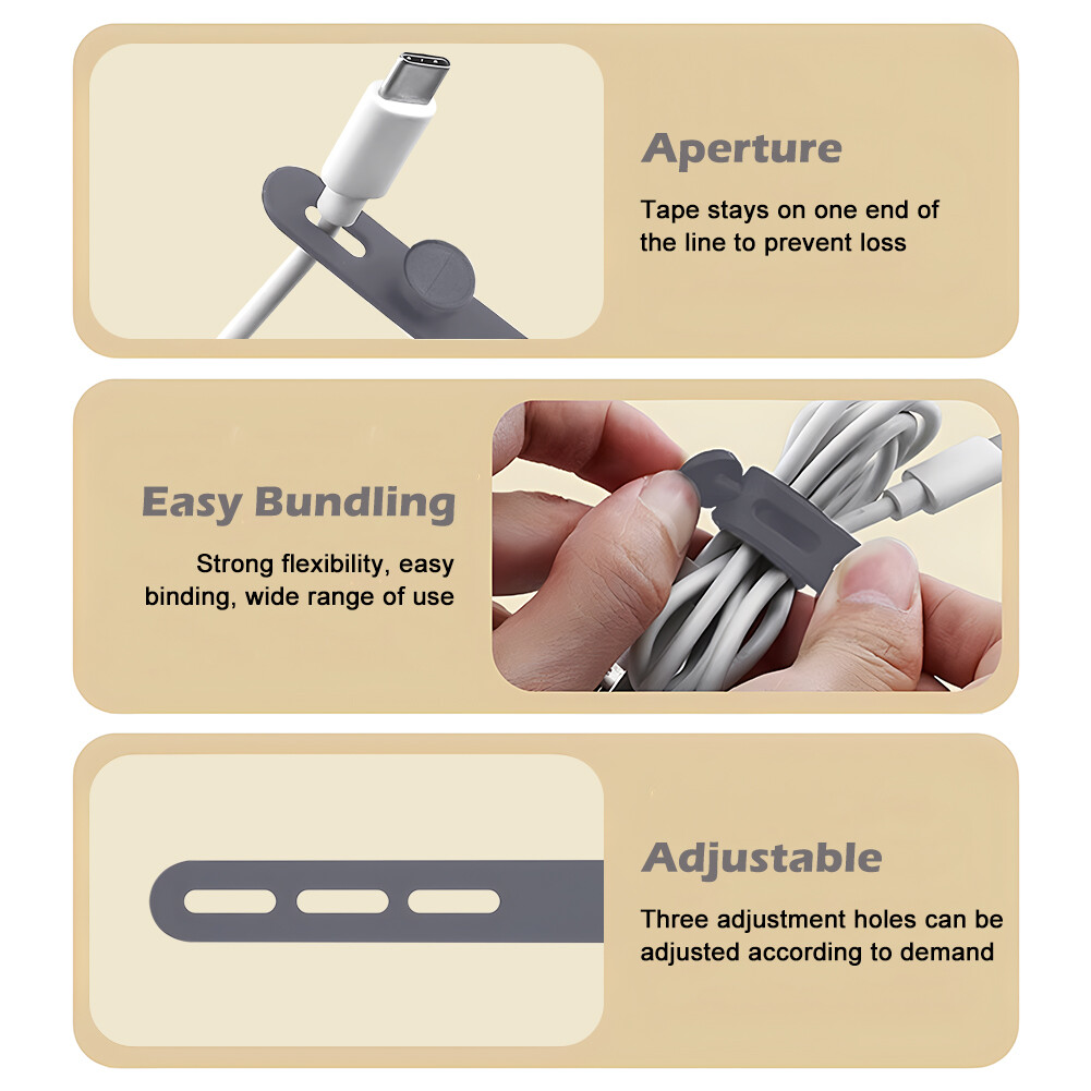 20pcs Computer Reusable Silicone 5 Colors Fastener Cable Ties Wire ...