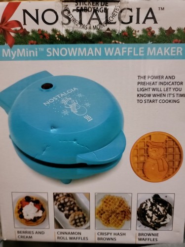 Nostalgia MyMini Winter SNOWMAN Pattern Waffle Maker Compact 5” Non ...