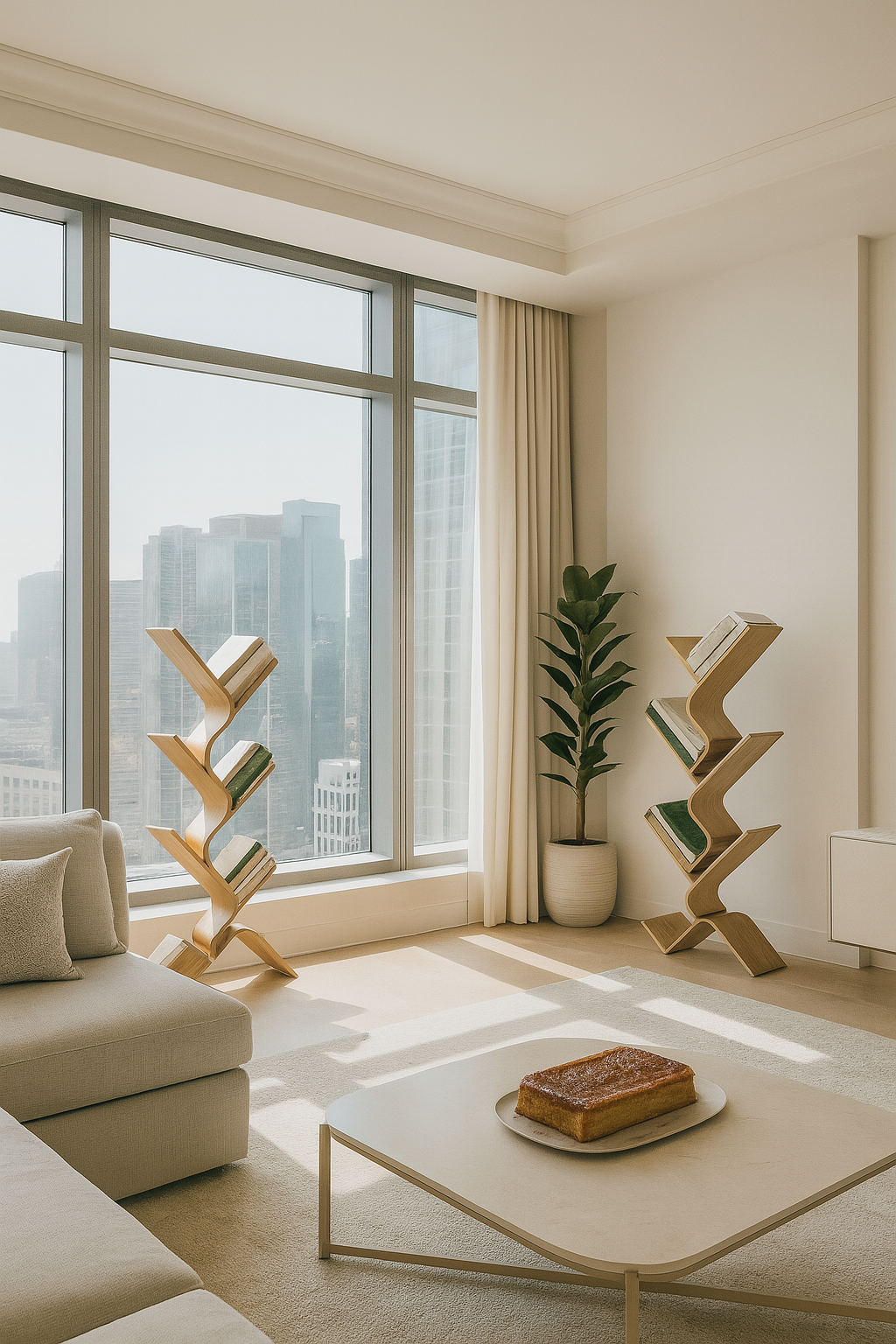 Atlas Geometric Bamboo Bookshelf Freestanding Diagonal Display Rack 6 ...