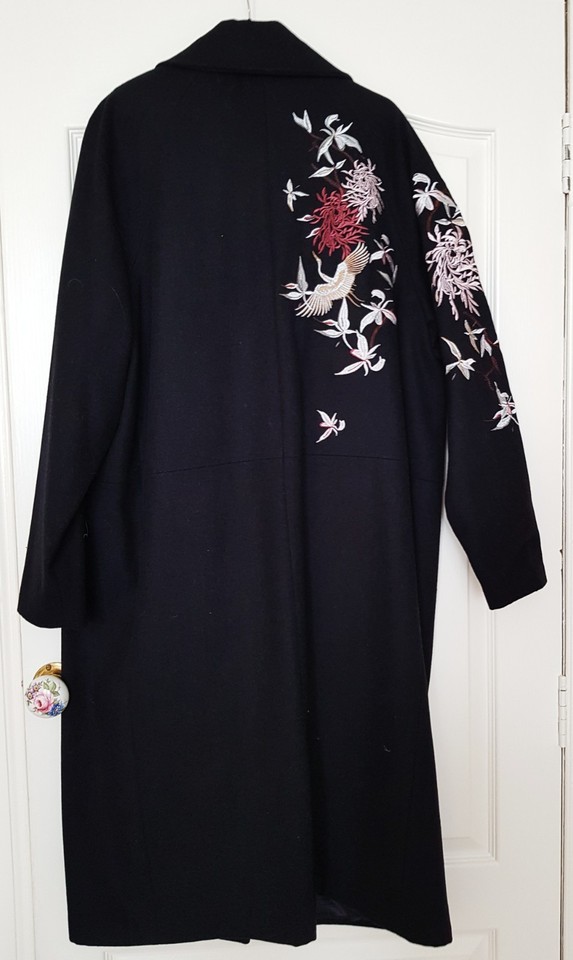 NEW MONSOON WOOL COAT : BEAUTIFUL EMBROIDERY BACK & SLEEVE : 18 / 20 ...