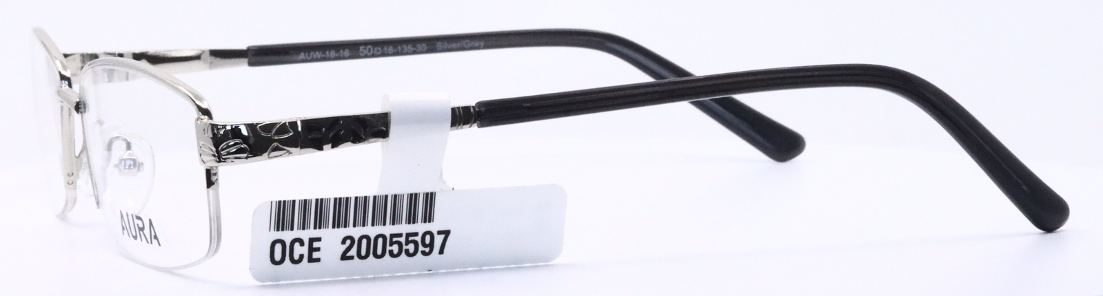 Aura AUW-16-16 Silver/Gray Rectangular Womens Half Rim Eyeglasses 50-16 ...