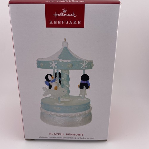 2024 Hallmark Playful Penguins Carousel Musical Ornament w/Light Motion ...