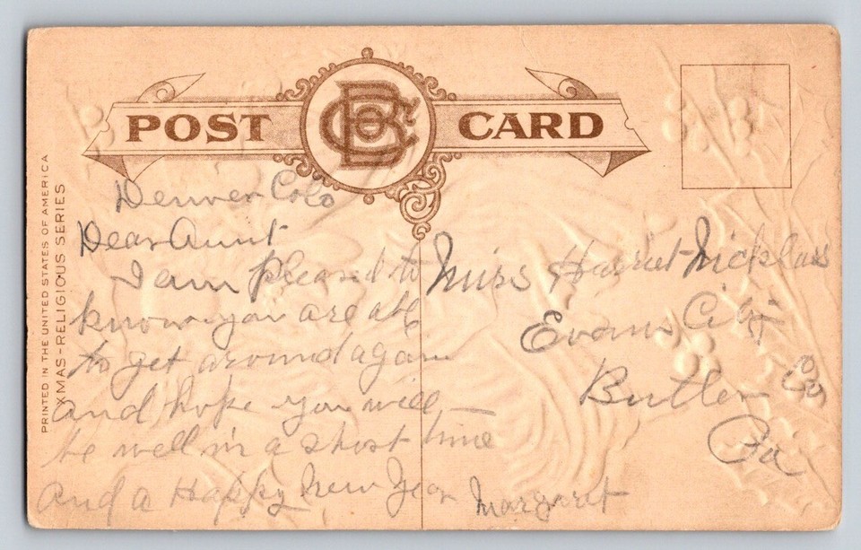 Postcard c1910 Flying Angels Holly Joyous Christmas Tide P177A | eBay