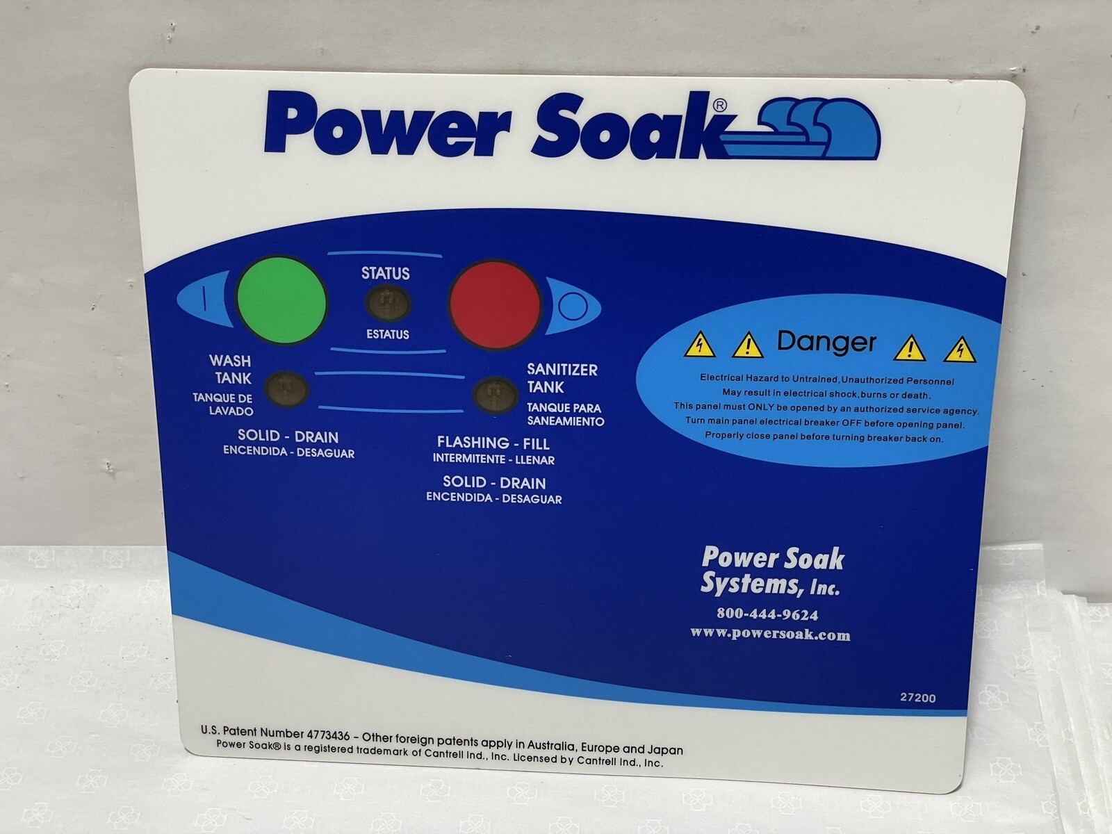 POWER SOAK SYSTEMS Control Panel Overlay 27200 | eBay