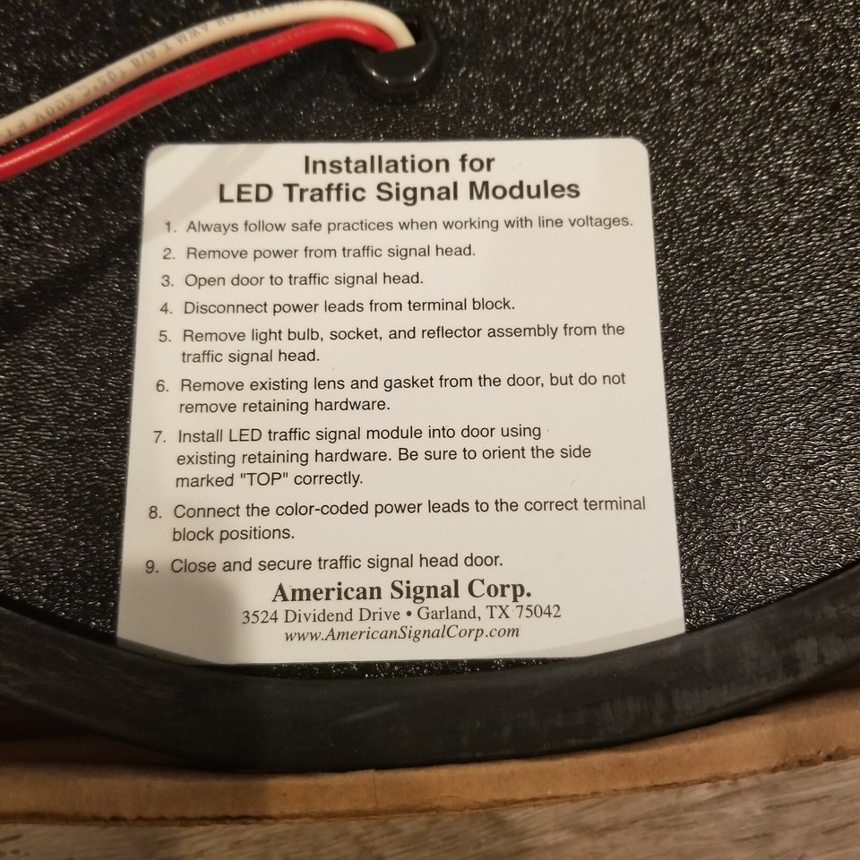 American signal corp Red LED 12in traffic signal light 120V made in USA ...