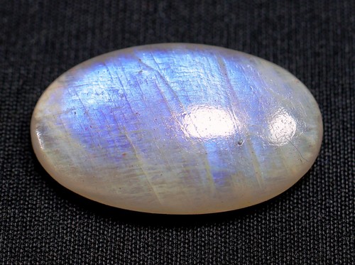 26 Ct 6X17X28 mm Natural Deep blue Silky Moonstone Oval Cabochon Gems ...